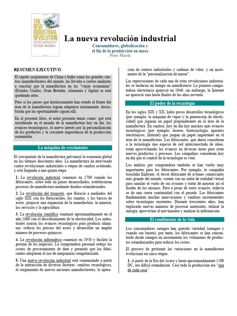LA NUEVA REVOLUCION INDUSTRIAL - PETER MARSH | PDF | Revolución ...