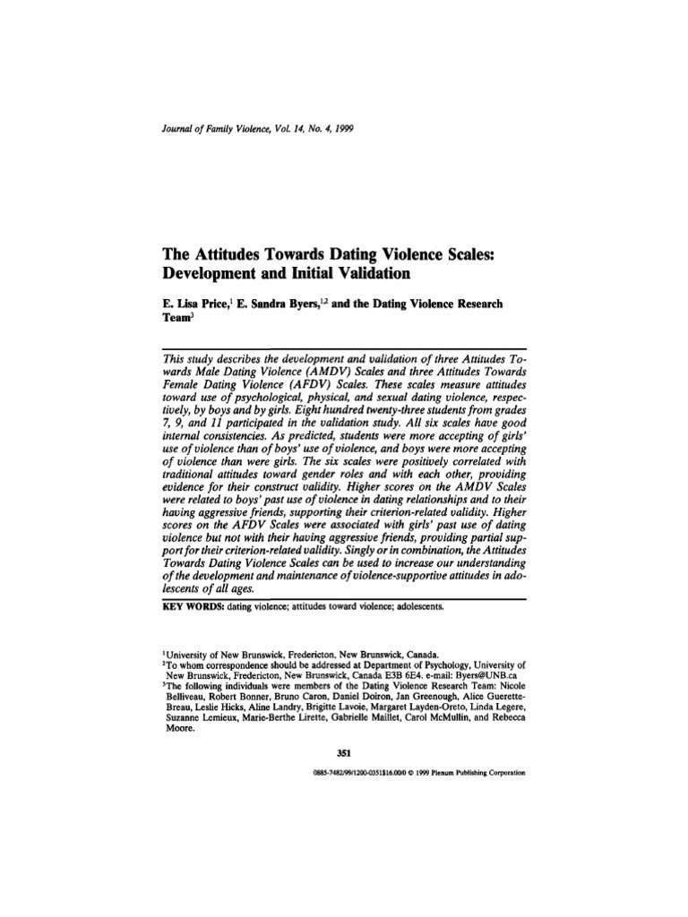 The Attitudes Towards Dating Violence SC | PDF | Violence | Domestic ...