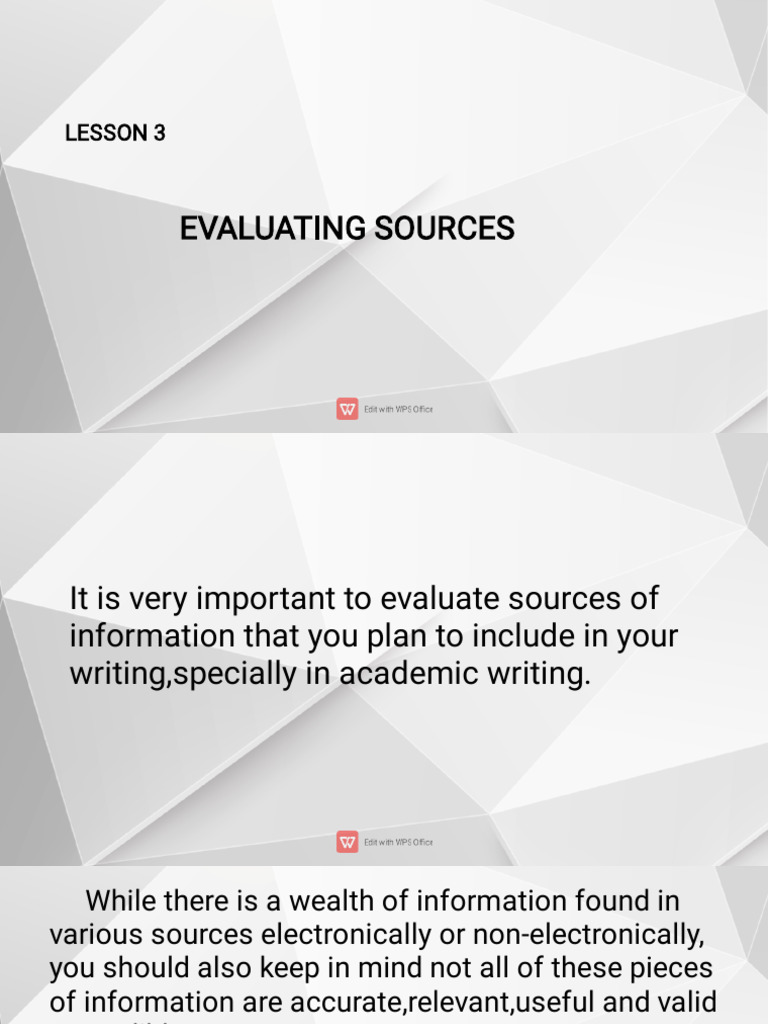 Evaluating Information Sources for Research | PDF | Accuracy And ...