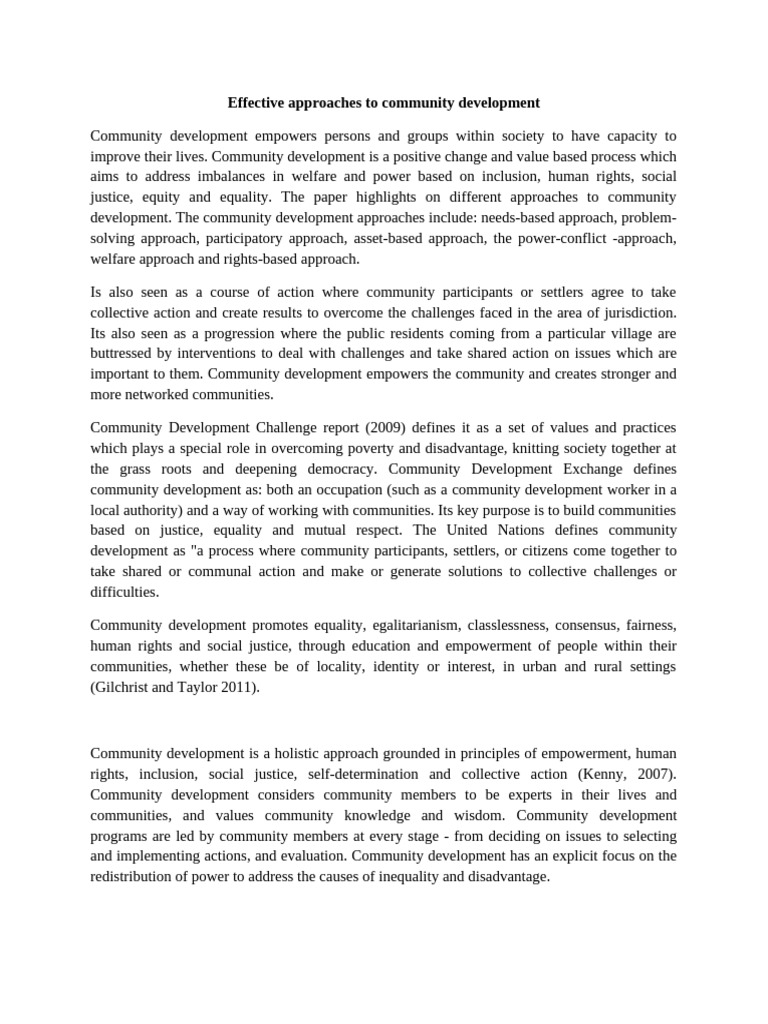 Effective Approaches To Community Development | PDF | Empowerment ...