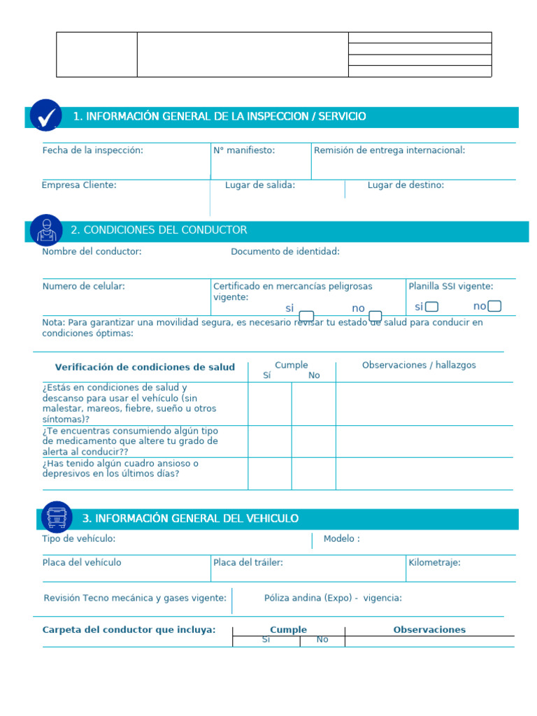 Fr-op-14. Formato de Inspeccion de Vehiculos[1] | PDF | Tanques