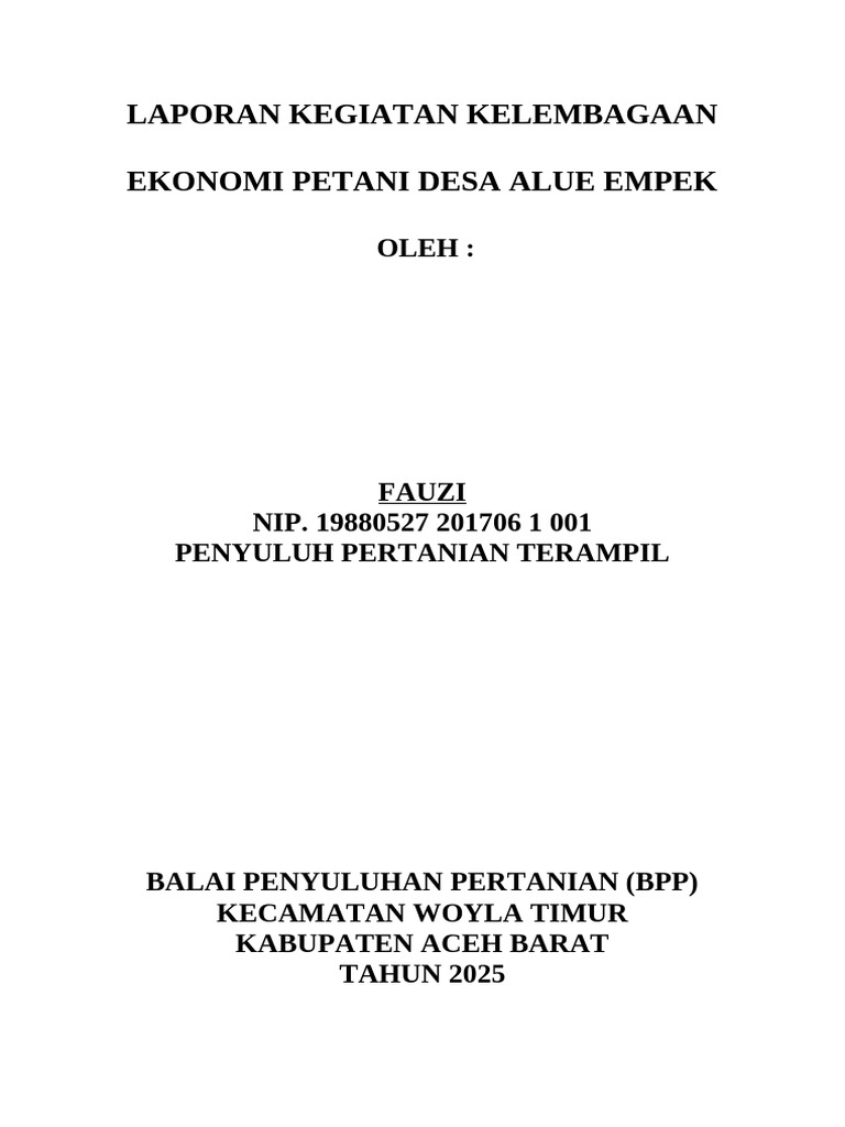Kelembagaan Ekonomi Petani Alue Empek | PDF