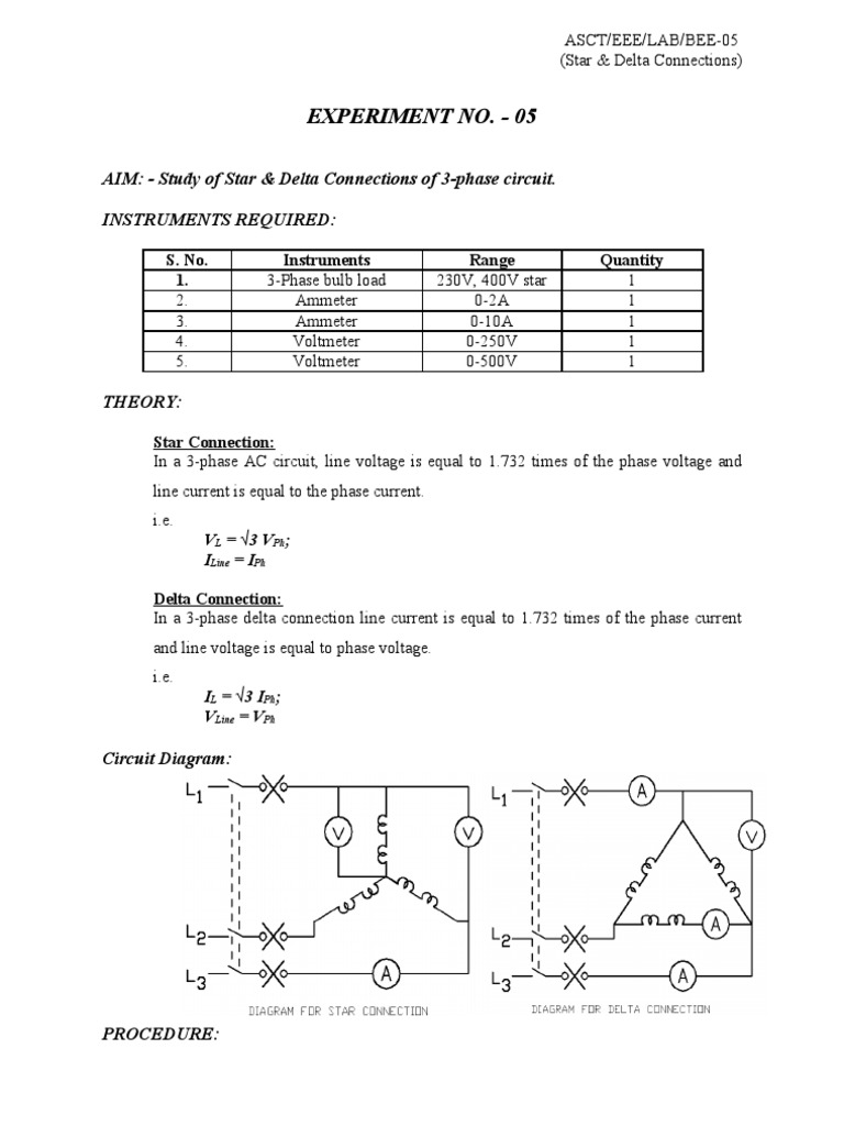 Experiment 5 Star Delta | PDF | Science & Mathematics