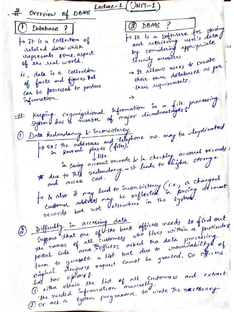 Dbms Kcs501 Notes Unit-1 | PDF | Inheritance (Object Oriented ...