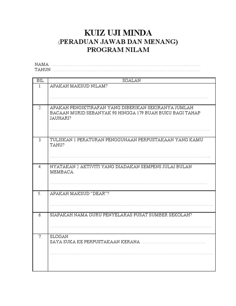 Kuiz Uji Minda | PDF
