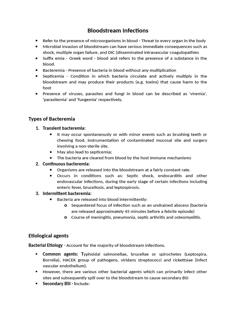 Bloodstream Infections | PDF | Human Diseases And Disorders | Diseases ...