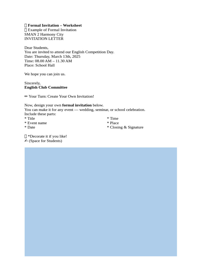 Formal Invitation Template for Events | PDF