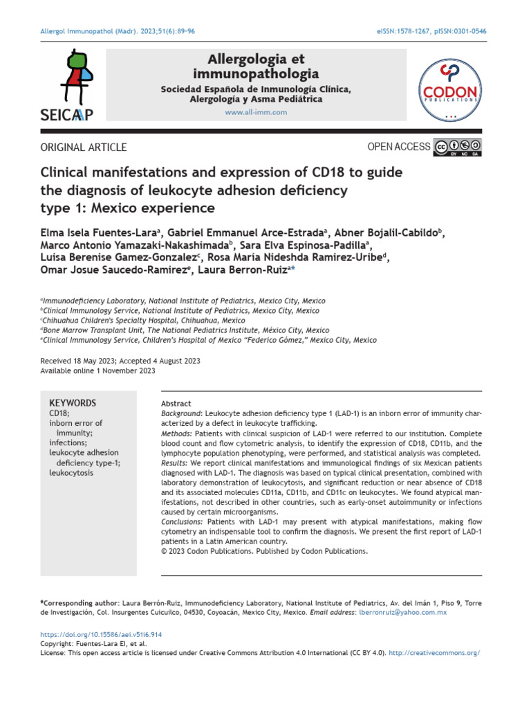 LAD Type 1 Diagnosis in Mexico | PDF | Hematopoietic Stem Cell ...