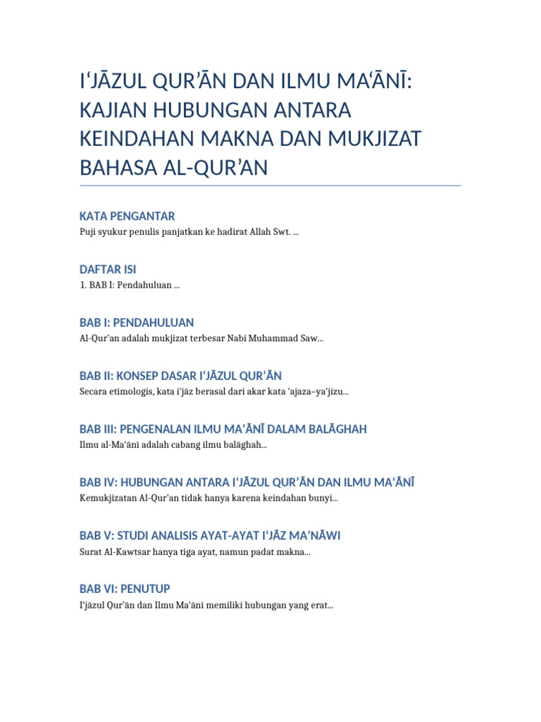 Ijazul Quran Dan Ilmu Maani | PDF