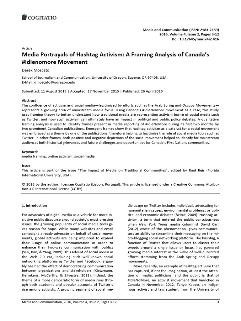 MaC 4 (2) - Media Portrayals of Hashtag Activism - A Framing Analysis ...