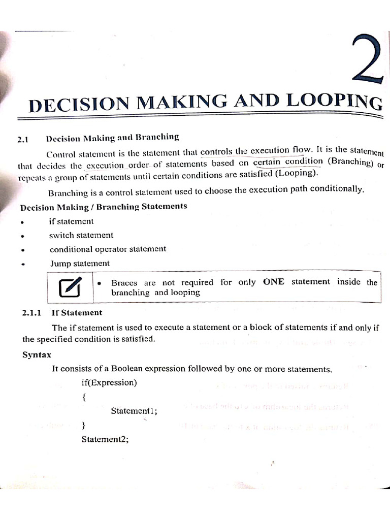 Unit 2 Control Structures Pdf