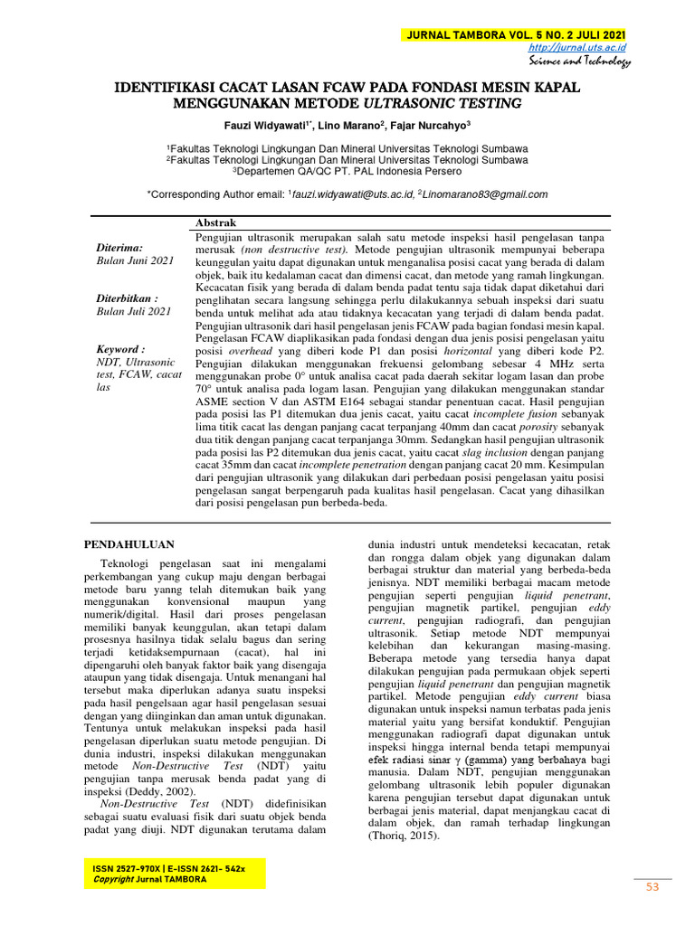 Cacat Las FCAW pada Fondasi Kapal NDT | PDF