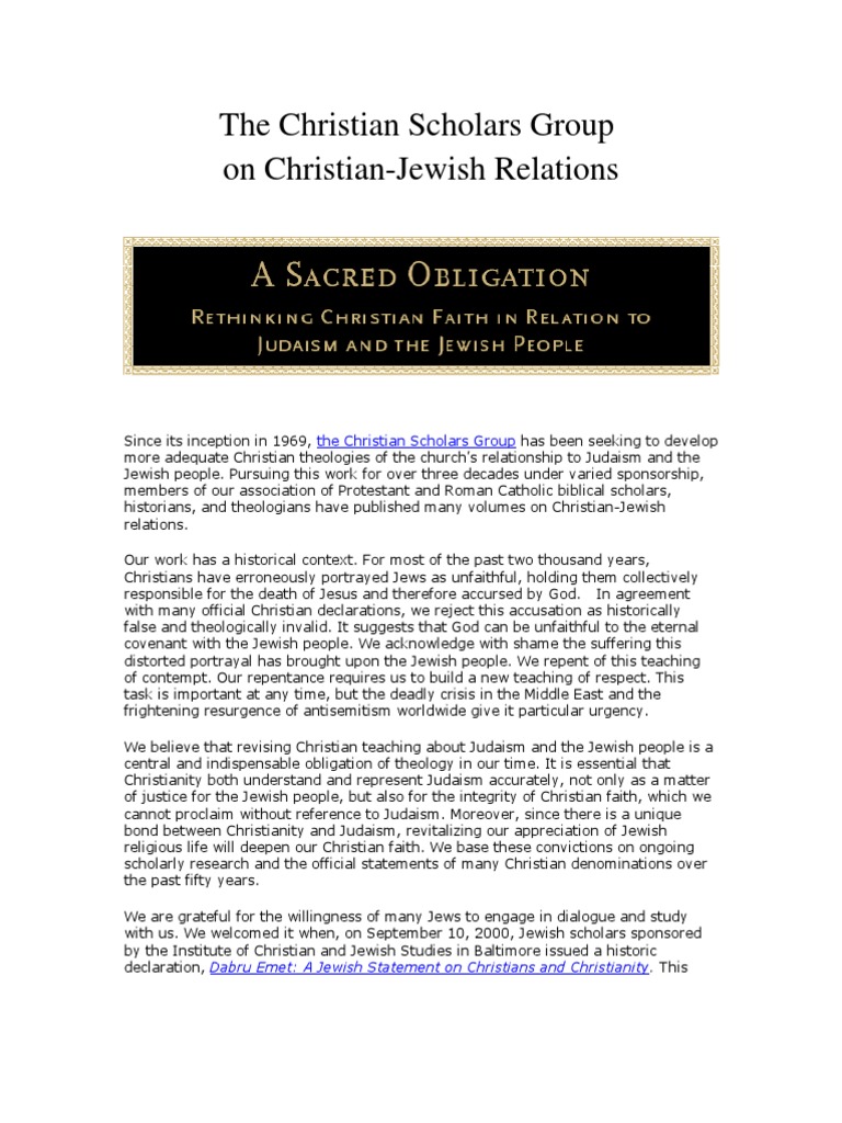 A Sacred Obligation | Download Free PDF | Christianity And Judaism | Bible