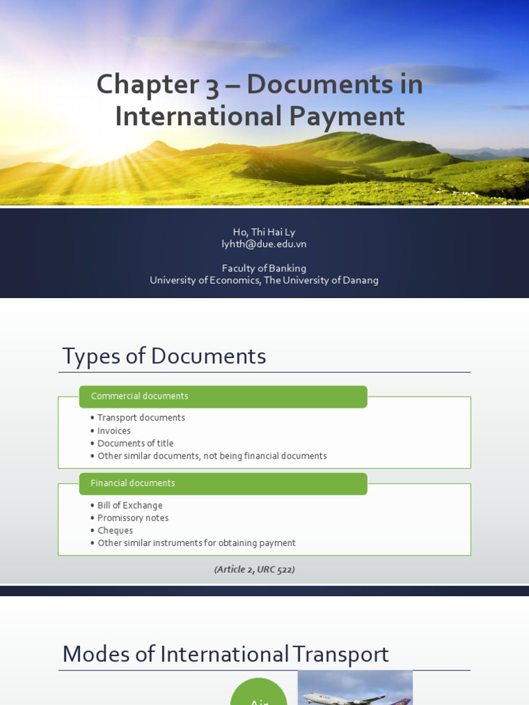 International Payment Documents Overview | PDF | Bill Of Lading | Insurance