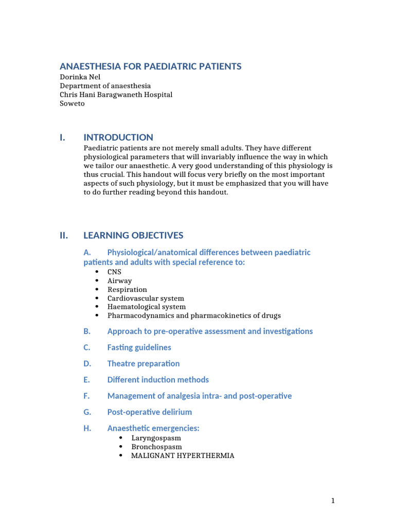 PAEDS | PDF | Anesthesia | Medicine