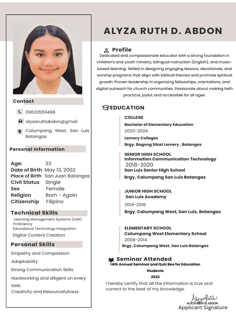 Alyza Ruth D. Abdon | PDF | Learning