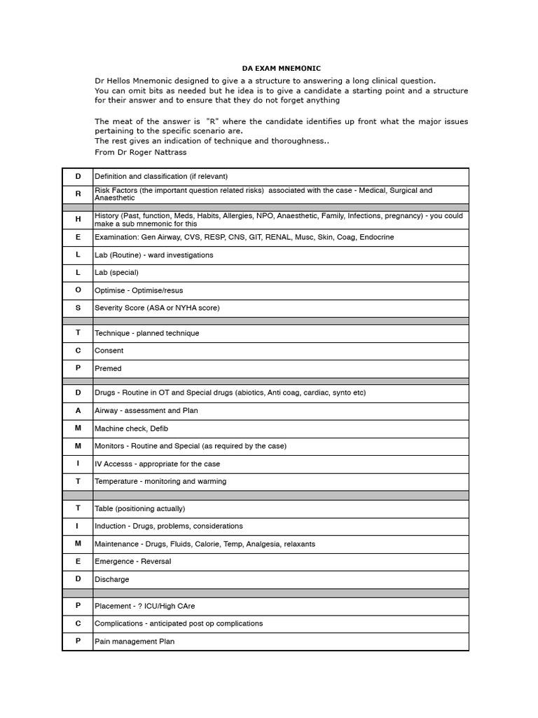Exam Mnemonic 3 | PDF
