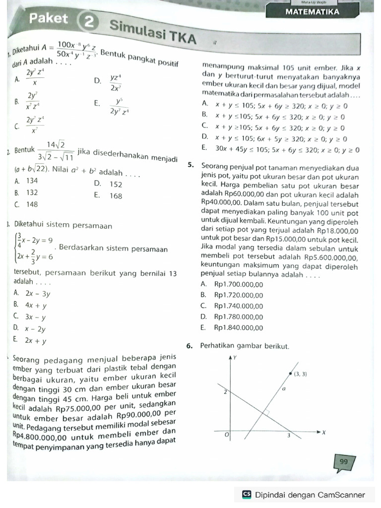 Paket 2 Simulasi TKA MTK | PDF