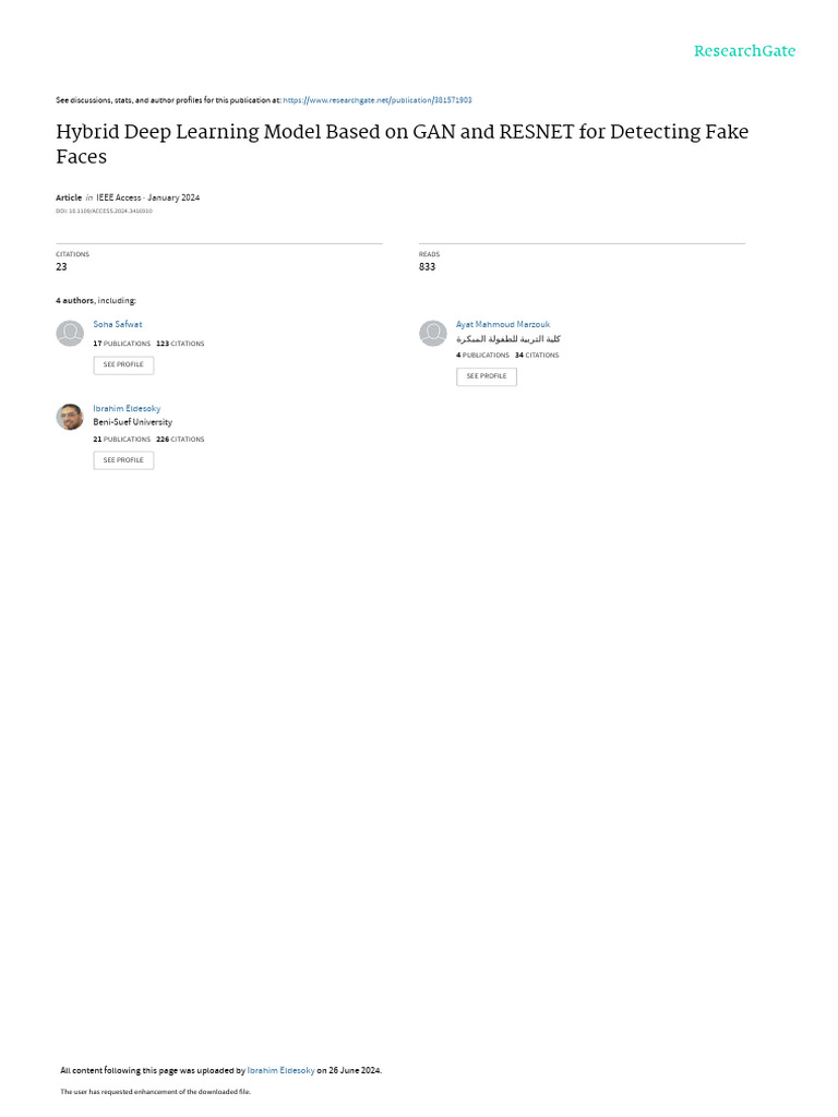 Hybrid Deep Learning Model Based on GAN and RESNET for Detecting Fake ...