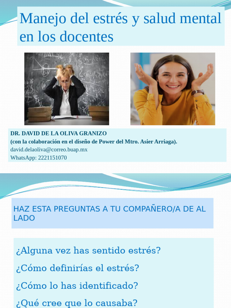 Estrés y Salud Mental en Docentes | PDF | Estrés (biología) | Respuesta ...