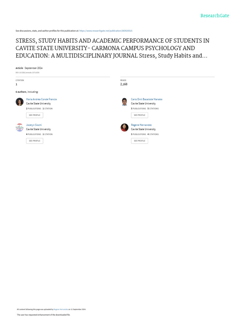 Stress and Study Habits Impact on Students | PDF | Stress (Biology ...