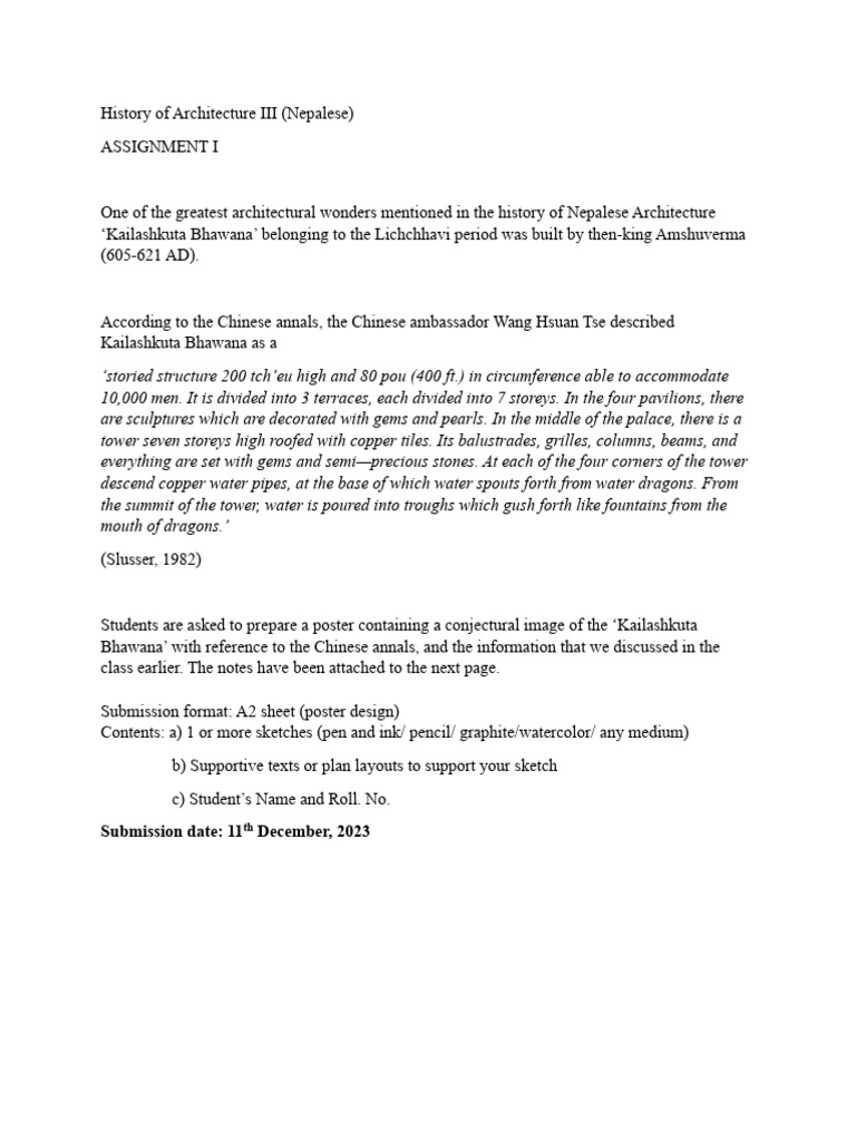 HOA III Assigment I | PDF