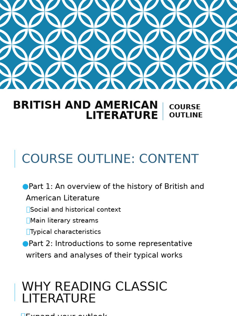 British and American Literature Course Outline | PDF