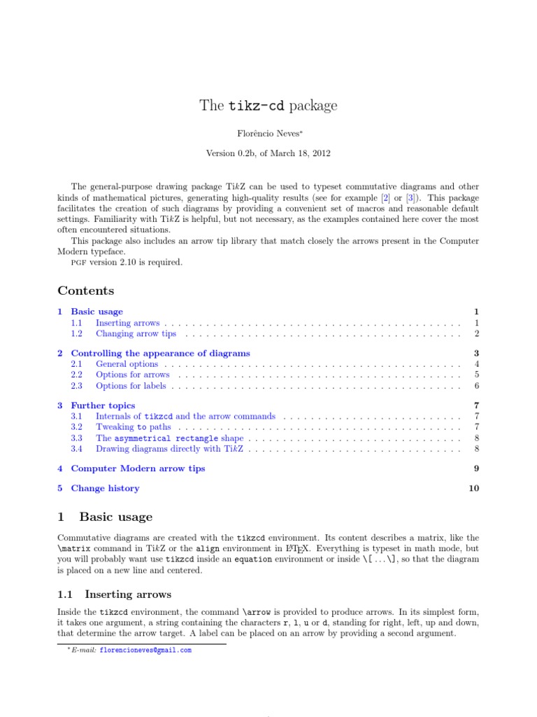 The Tikz-Cd Package: 1.1 Inserting Arrows | PDF | Matrix (Mathematics ...