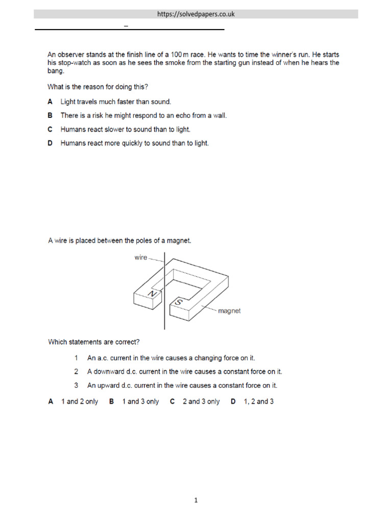 2022 N Electromagnetic Induction Igcse Physics 0625 | PDF