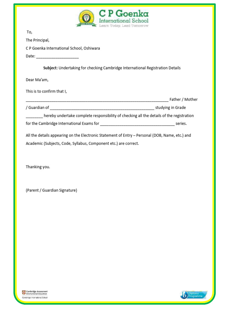 00 Statement of Entry Undertaking | PDF