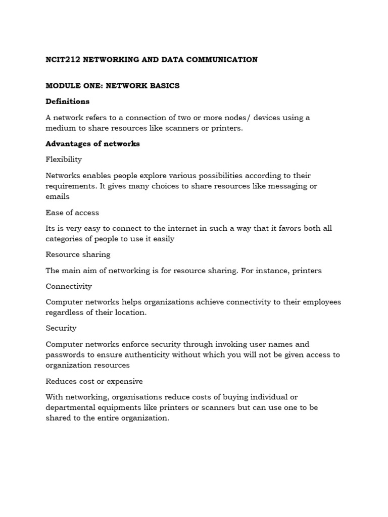 Ncit212 Networking and Data Communication | PDF | Computer Network ...