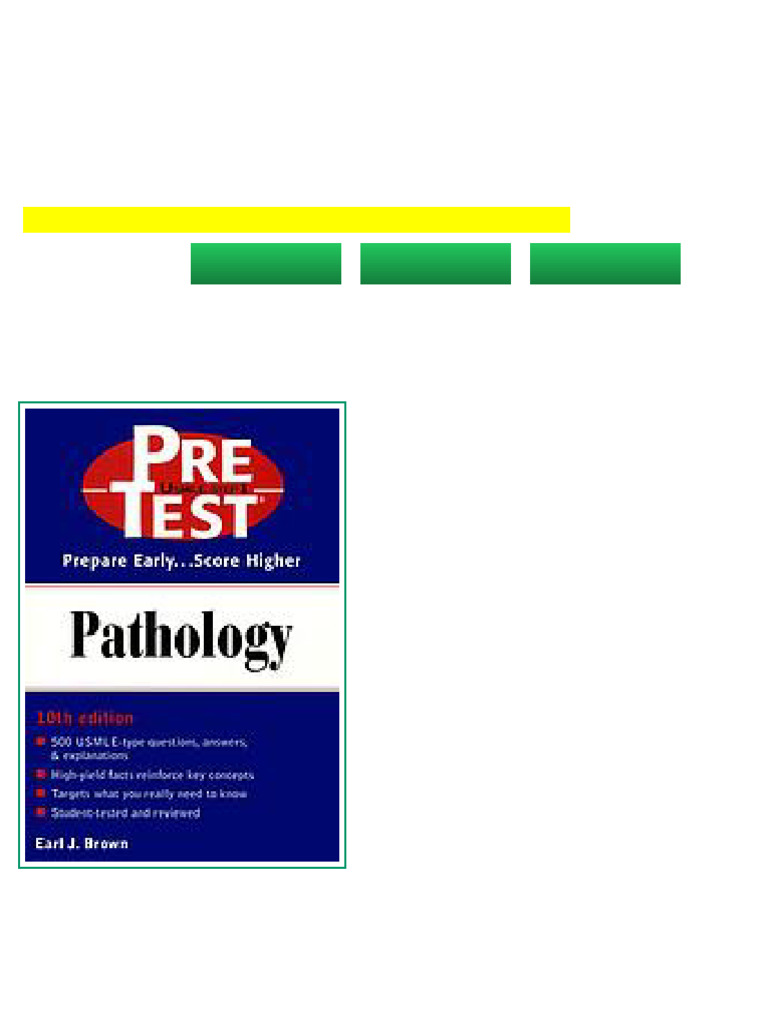 Pathology PreTest Self Assessment and Review 10th Ed Edition Earl Brown ...