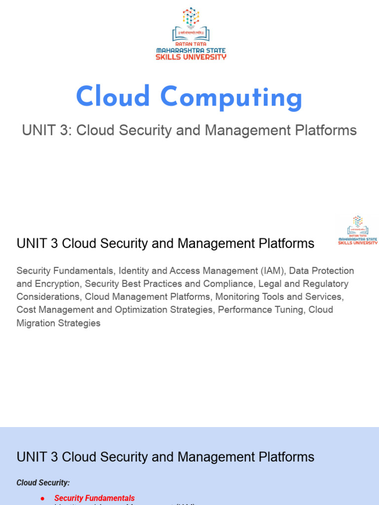 Cloud Computing Unit-3 | PDF | Information Security | Cloud Computing
