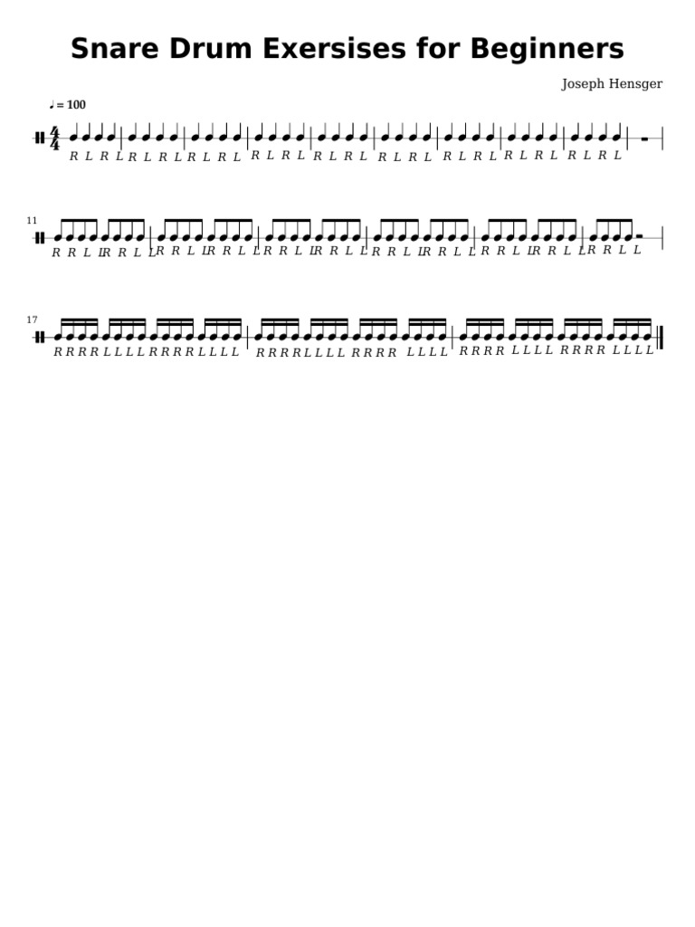 Beginner Snare Drum Exercises Guide | PDF