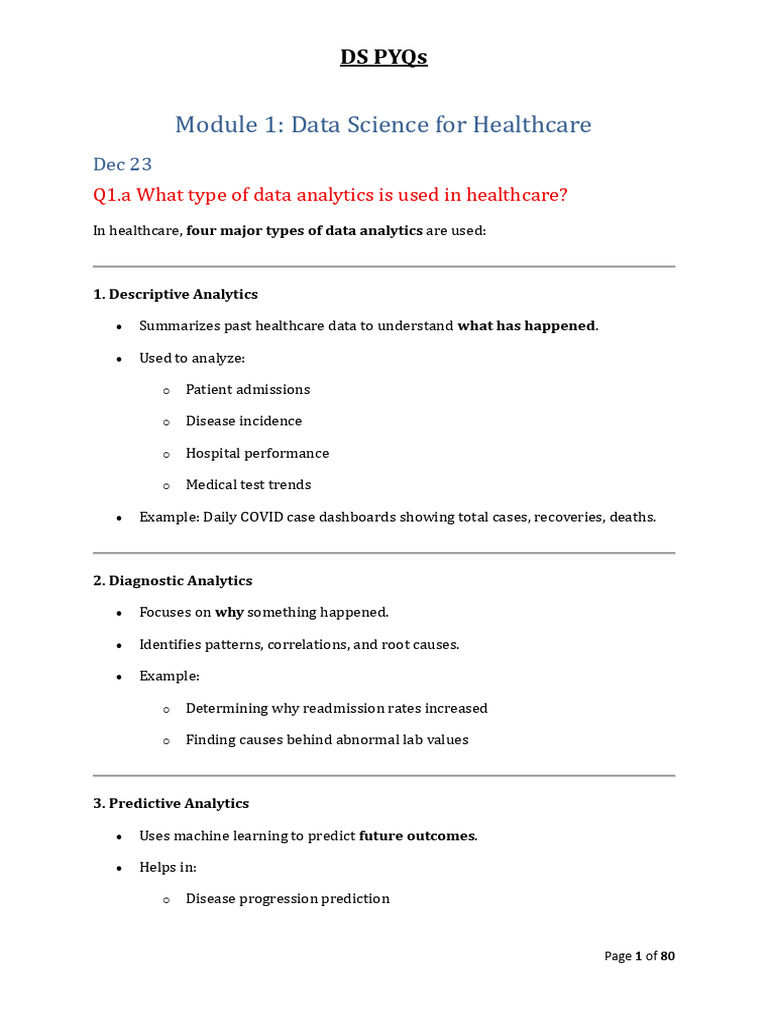 Data Science PYQs Answers | PDF | Medical Imaging | Receiver Operating ...