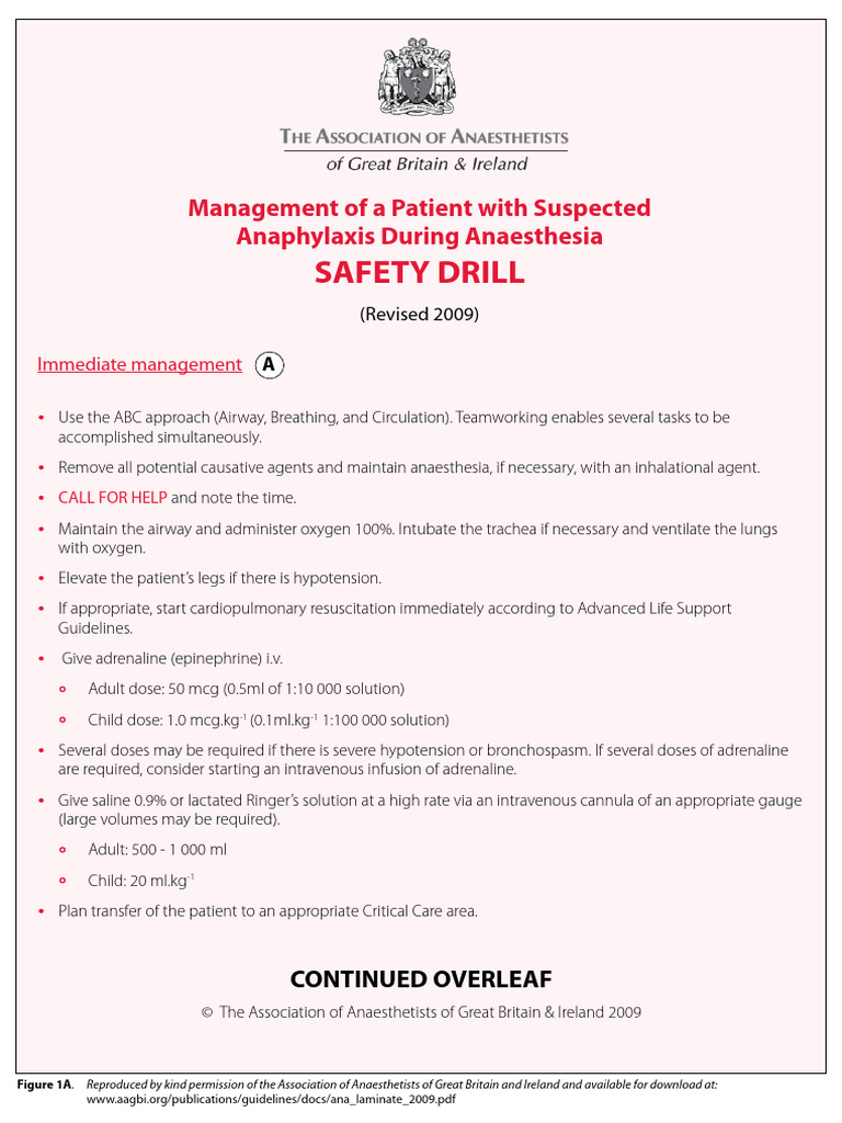 Anaphylaxis Management in Anaesthesia | PDF | Intravenous Therapy ...