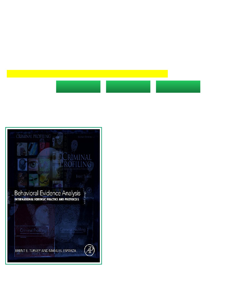 (Ebook) Behavioral Evidence Analysis: International Forensic Practice ...