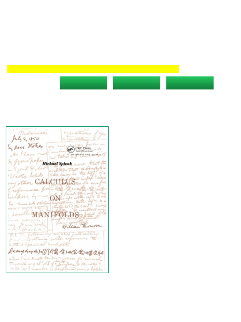 Calculus On Manifolds A Modern Approach To Classical Theorems Of ...