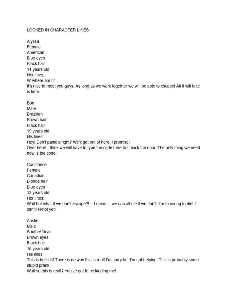 Character Lines | PDF