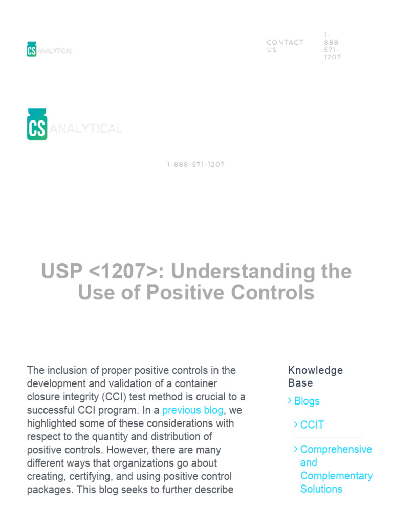 Positive Controls in USP CCI Testing | PDF | Leak | Flow Measurement