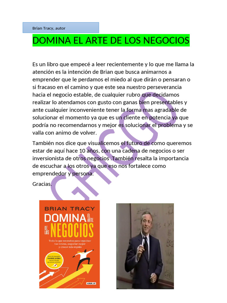 Emprender con Éxito: Lecciones de Brian Tracy | PDF
