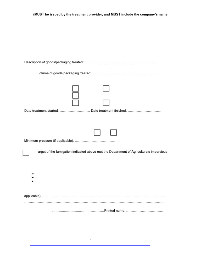 Fumigation Certificate Template | PDF