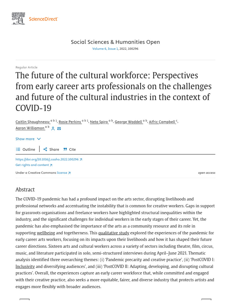 Future of Arts Workforce Post-COVID | PDF