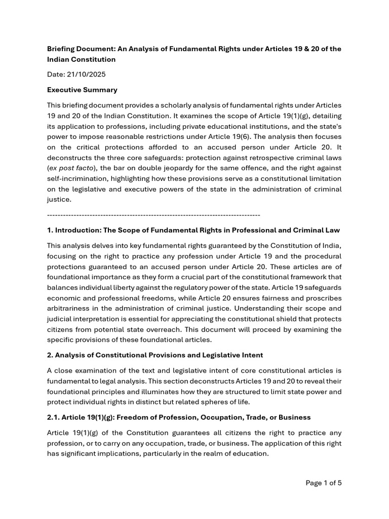 Analysis of Articles 19 & 20 Rights | PDF | Ex Post Facto Law | Double ...