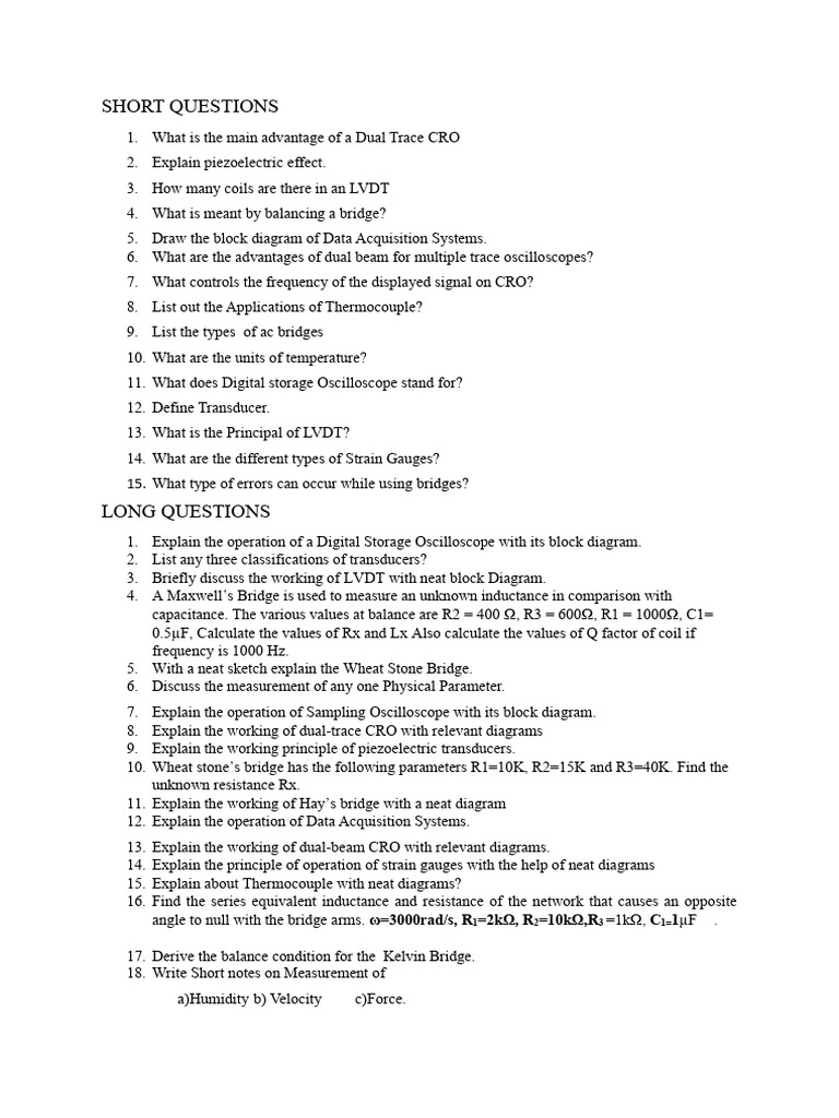 Emi Important Questions Mid-2 | PDF