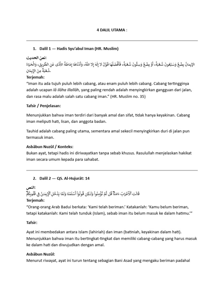 4 Dalil Utama Dalam Islam | PDF