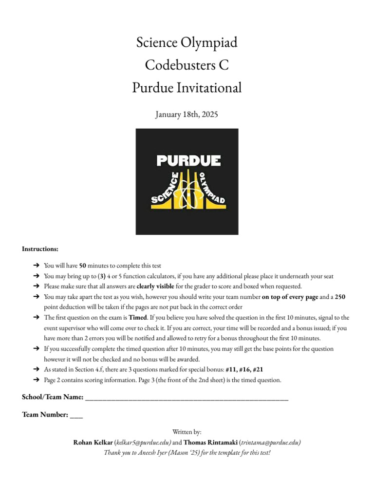 Exam Codebusters Purdue2025 C | PDF | Cyberwarfare | Security