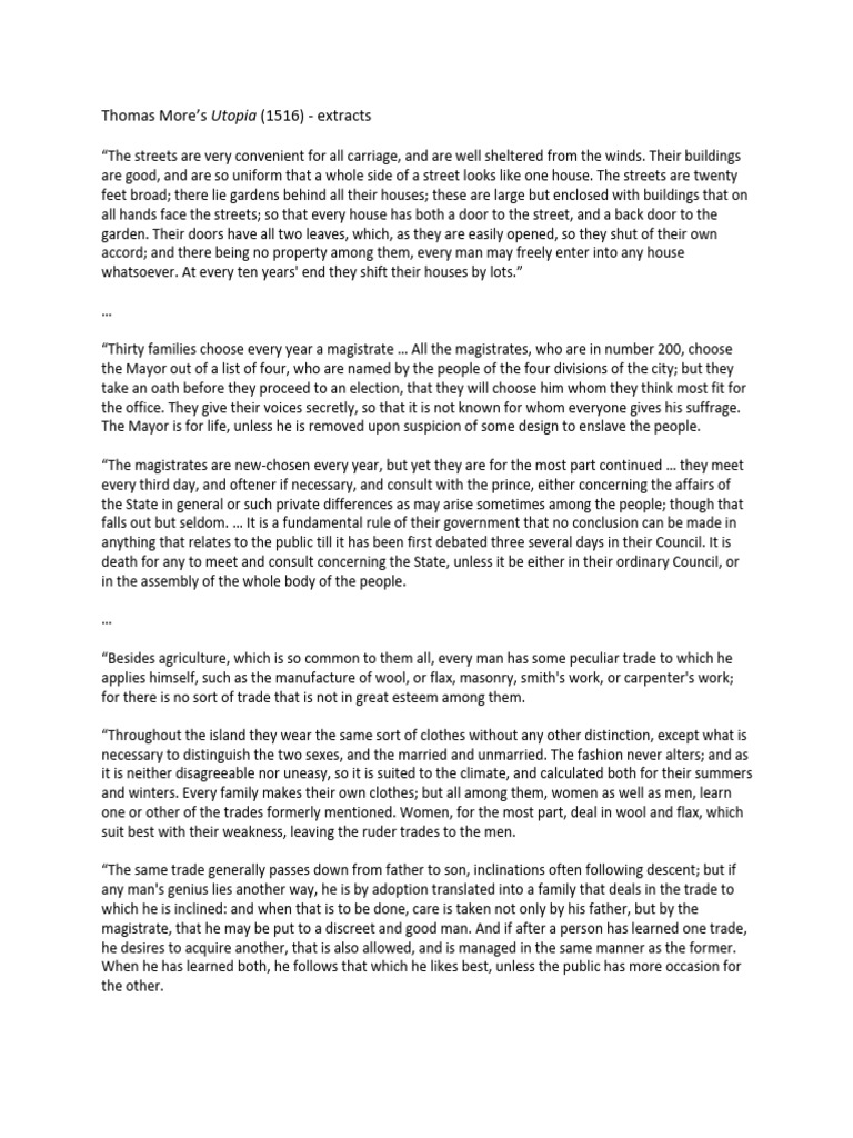 Thomas More, Utopia (Extracts) | PDF