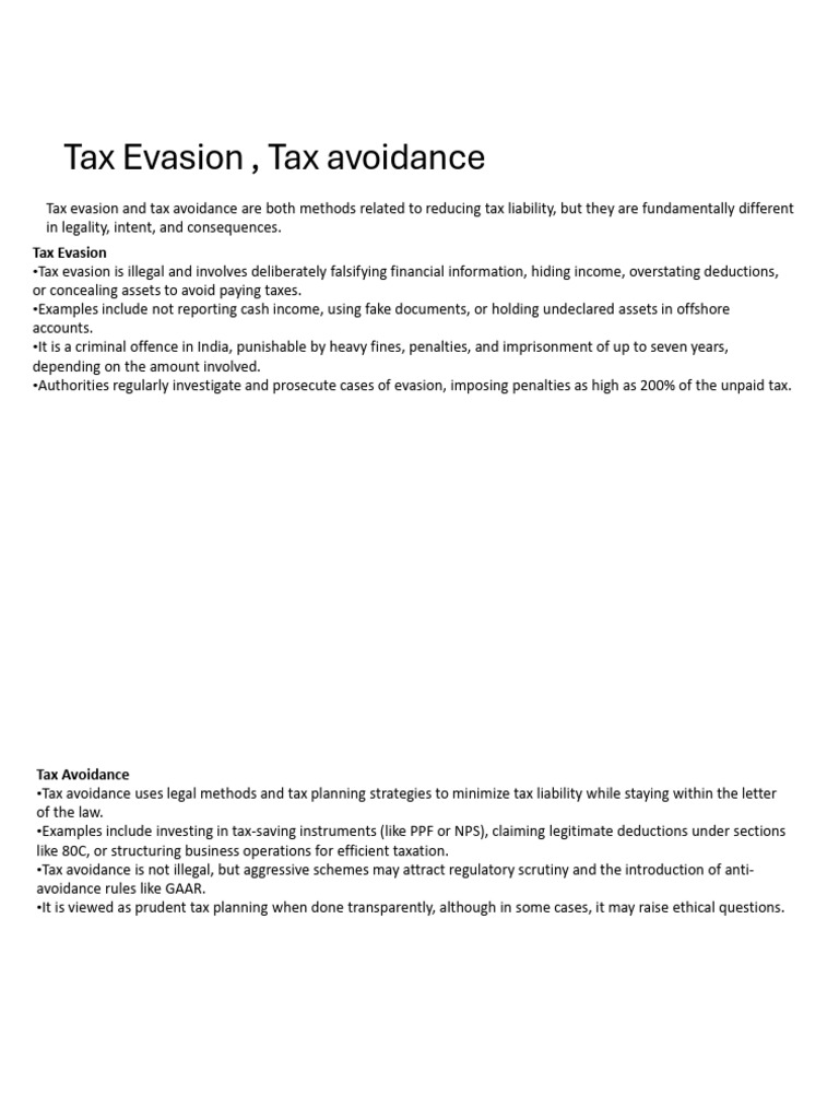 Tax Evasion vs. Tax Avoidance Explained | PDF | Taxes | Tax Evasion