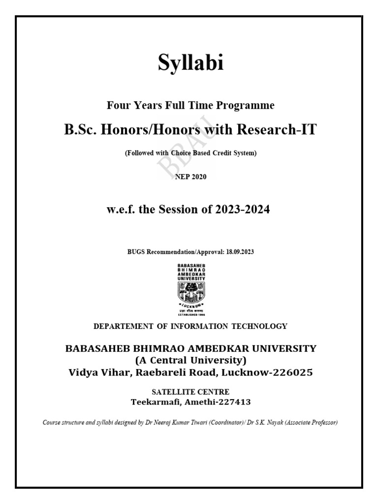 Final Syllabus B.SC IT New NEP Format 18 September 2023 | PDF | Class ...